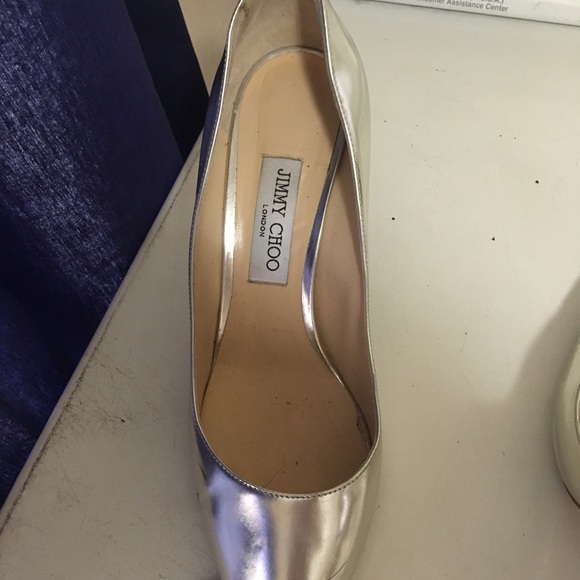 Jimmy Choo | Shoes | Jimmy Choo Silver Metallic Leather Romy Pumpd ...